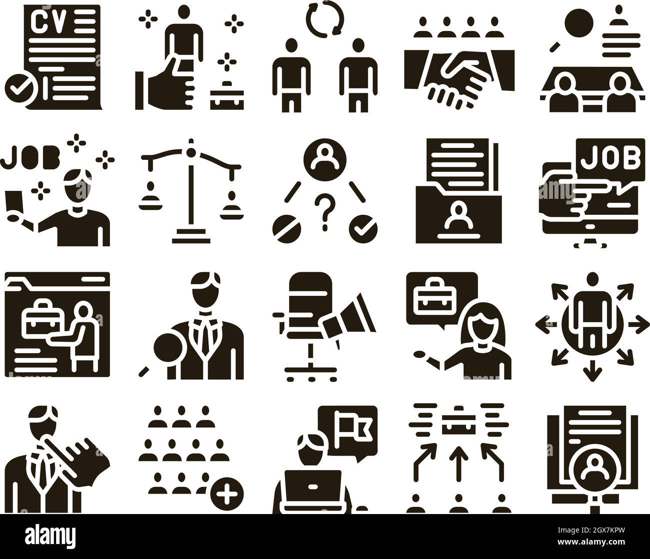 Recruitment And Research Employee Icons Set Vector Stock Vector Image ...