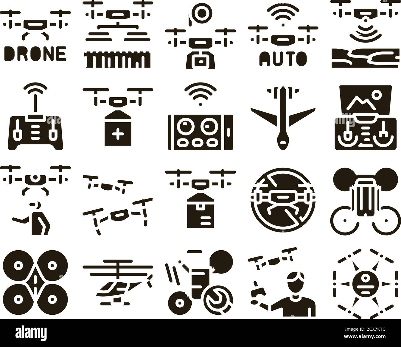 Drone control icon set hi-res stock photography and images - Alamy