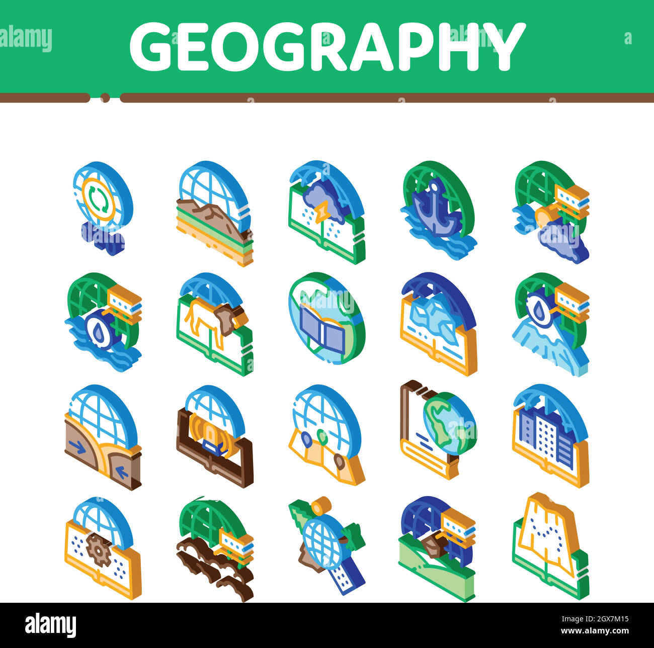 Geography Education Isometric Icons Set Vector Stock Vector Image & Art ...