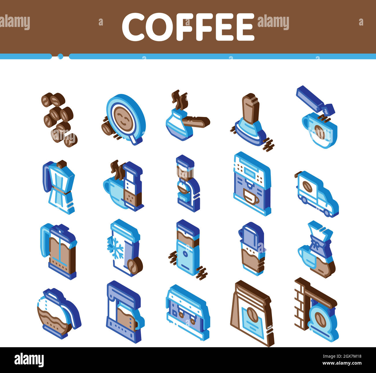 Coffee Energy Drink Isometric Icons Set Vector Stock Vector Image & Art ...