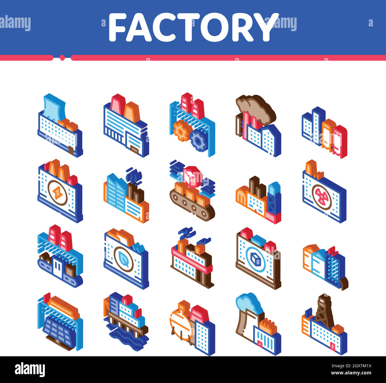 Factory Industrial Isometric Icons Set Vector Stock Vector Image & Art ...