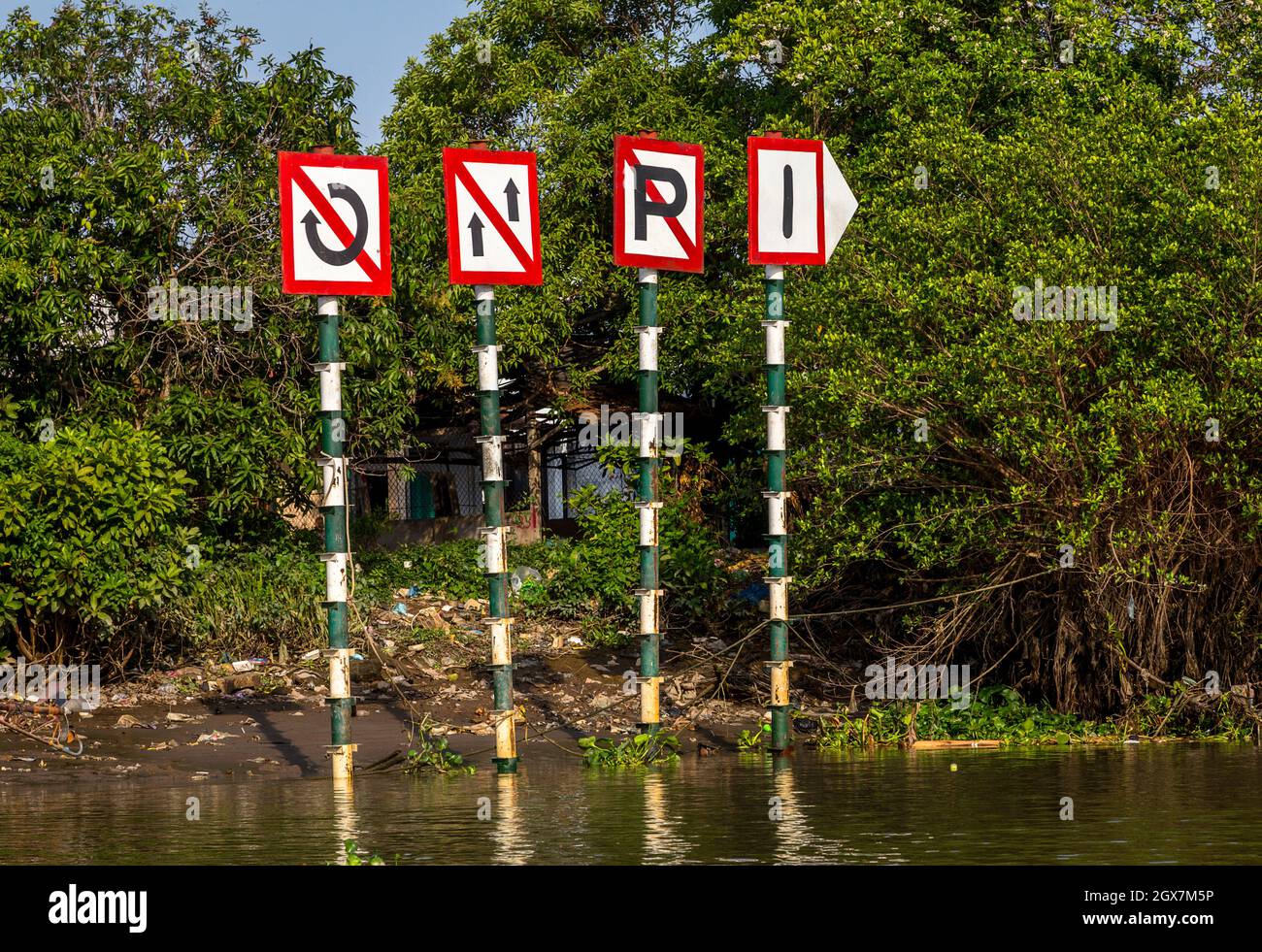 Signs on the Mekong River Stock Photo - Alamy
