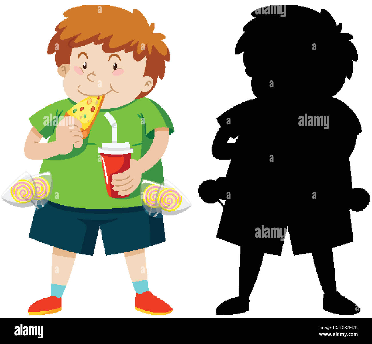 Boys eating pizza Stock Vector Images - Alamy