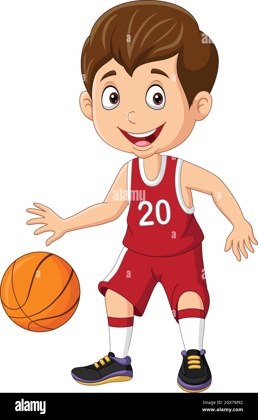 Cartoon little boy playing basketball Stock Vector Image & Art - Alamy