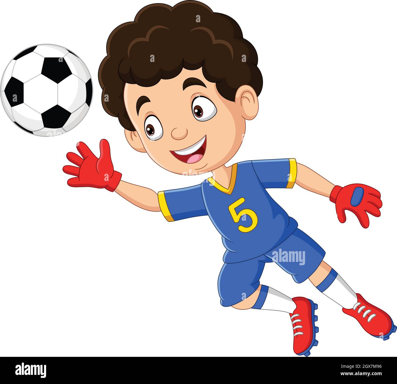 Soccer goalkeeper jumping to catch soccer ball Stock Vector Image & Art ...
