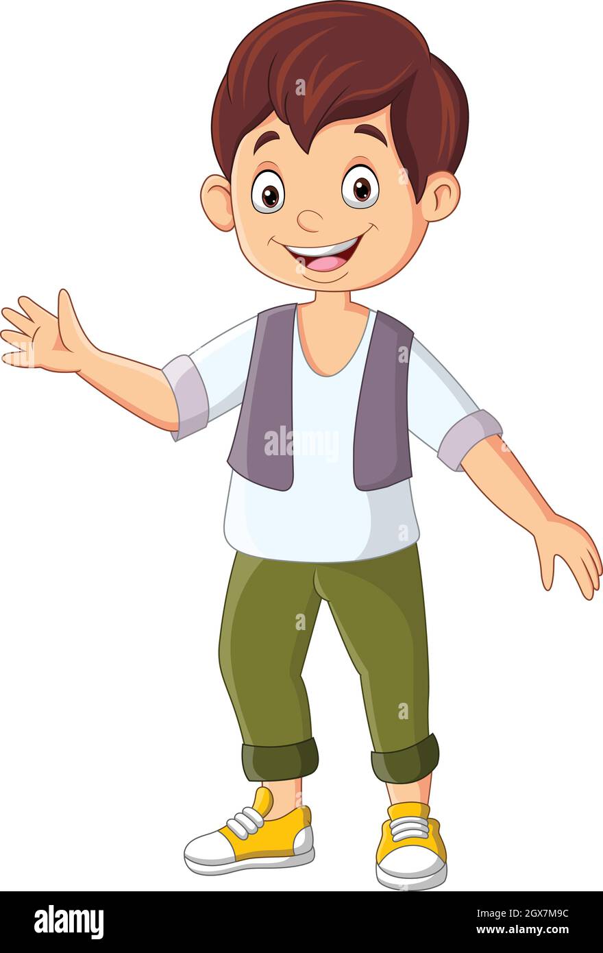 Cartoon cute little boy waving hand Stock Vector Image & Art - Alamy