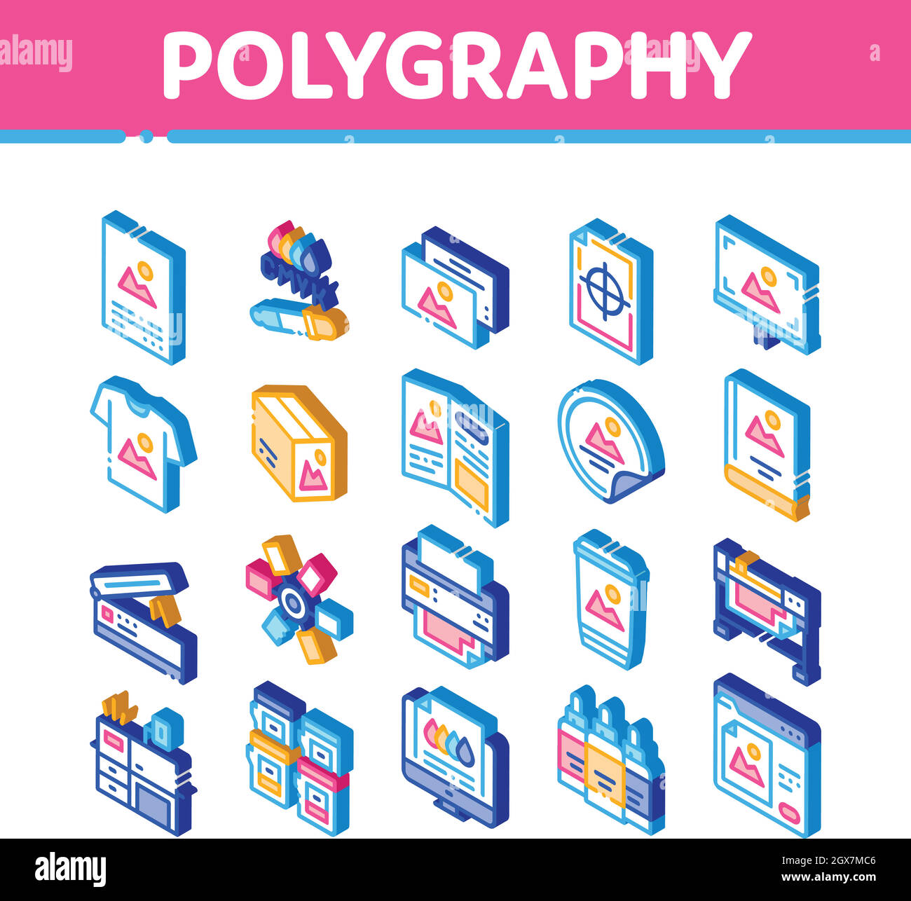 Polygraphy Printing Service Isometric Icons Set Vector Stock Vector Image & Art - Alamy