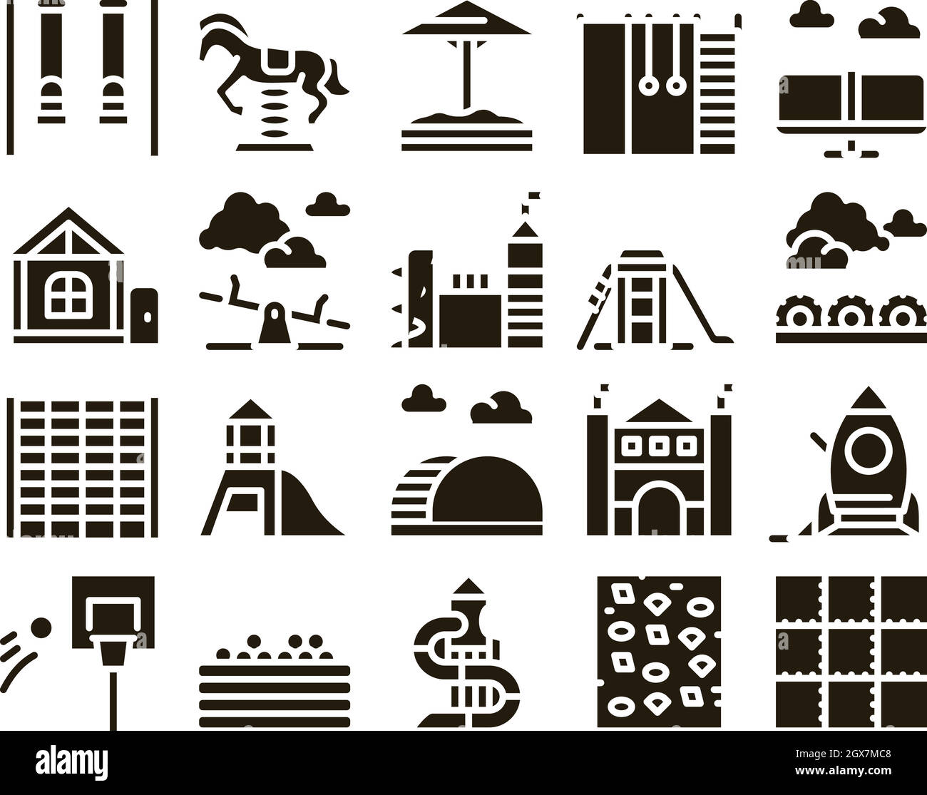 Playground Children Glyph Set Vector Stock Vector Image & Art - Alamy