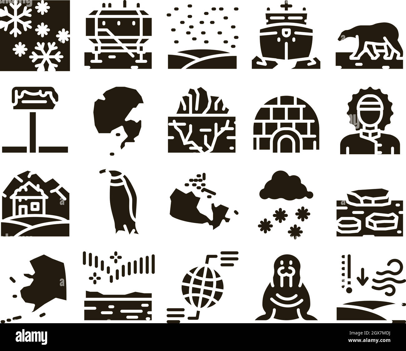 Arctic And Antarctic Glyph Set Vector Stock Vector Image & Art - Alamy