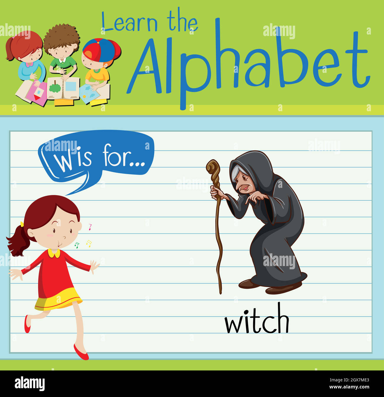 Flashcard alphabet W is for witch Stock Vector Image & Art - Alamy