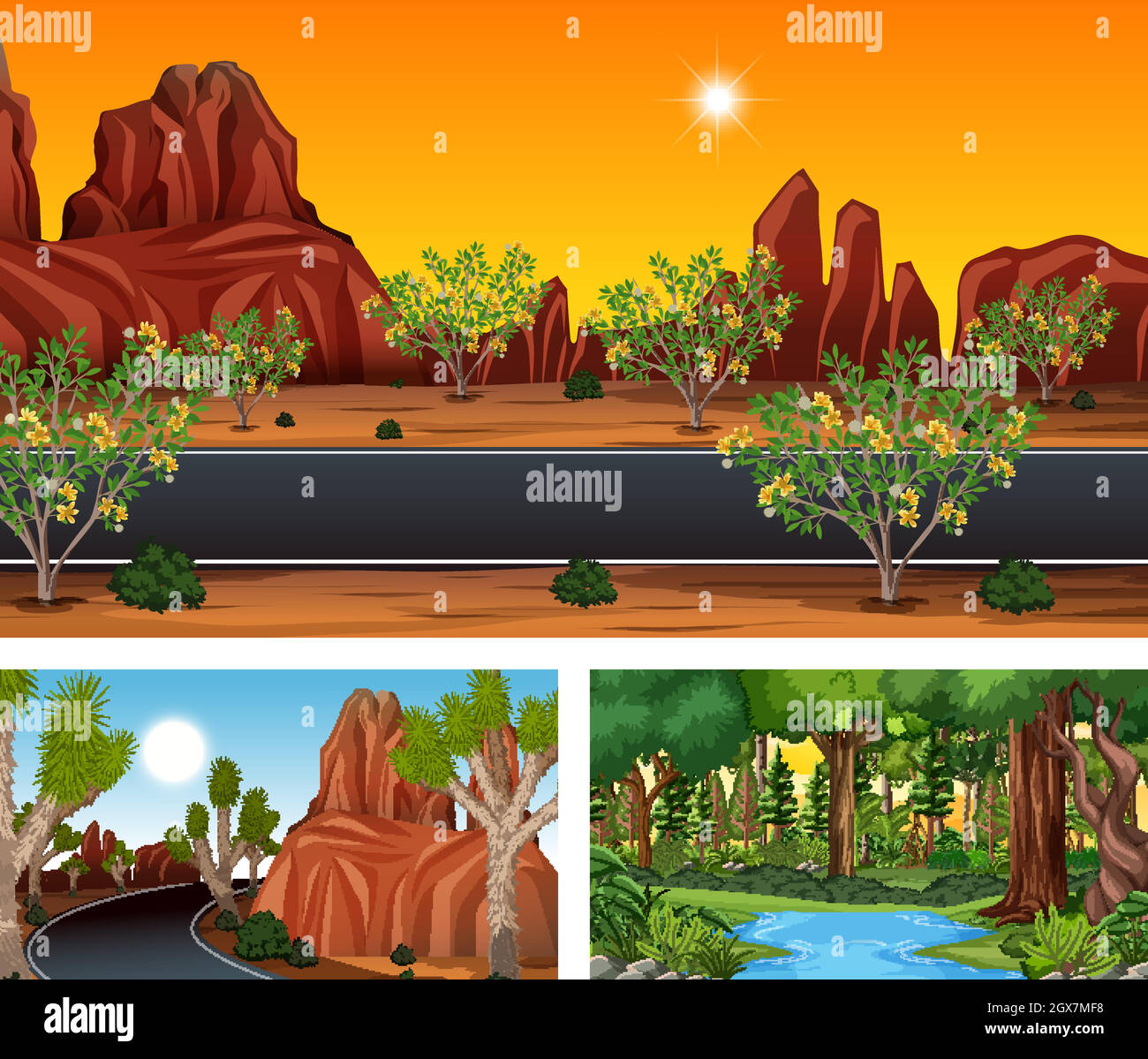 Different nature horizontal scenes Stock Vector Image & Art - Alamy