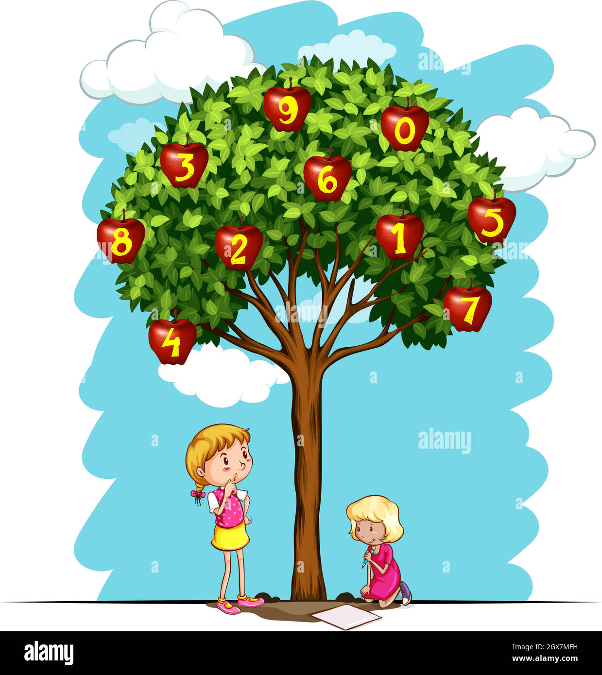 Apple tree with numbers Stock Vector Image & Art - Alamy