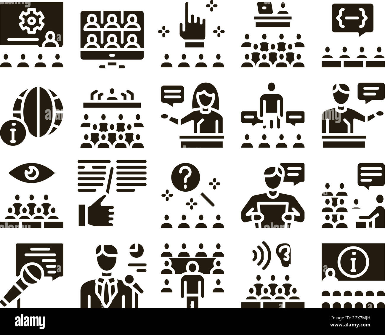 Seminar Conference Glyph Set Vector Stock Vector Image & Art - Alamy