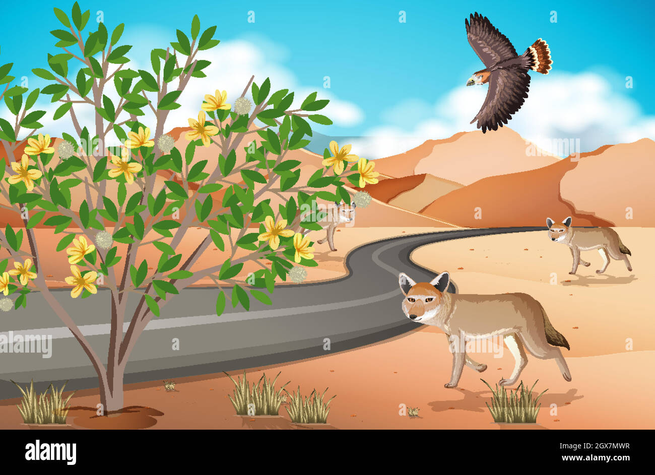 Wild desert landscape at daytime scene Stock Vector Image & Art - Alamy