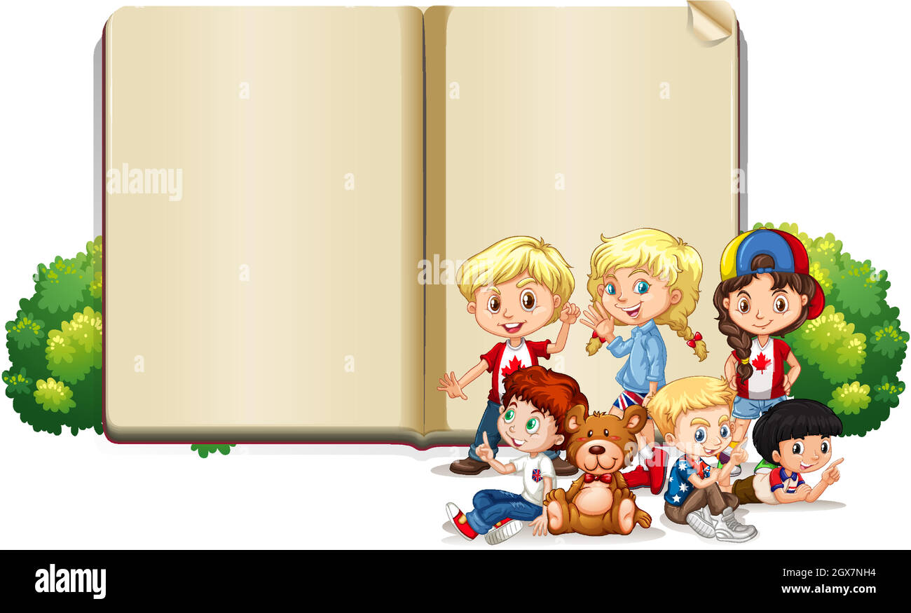 Blank sign template with kids and teddy bear Stock Vector Image & Art ...