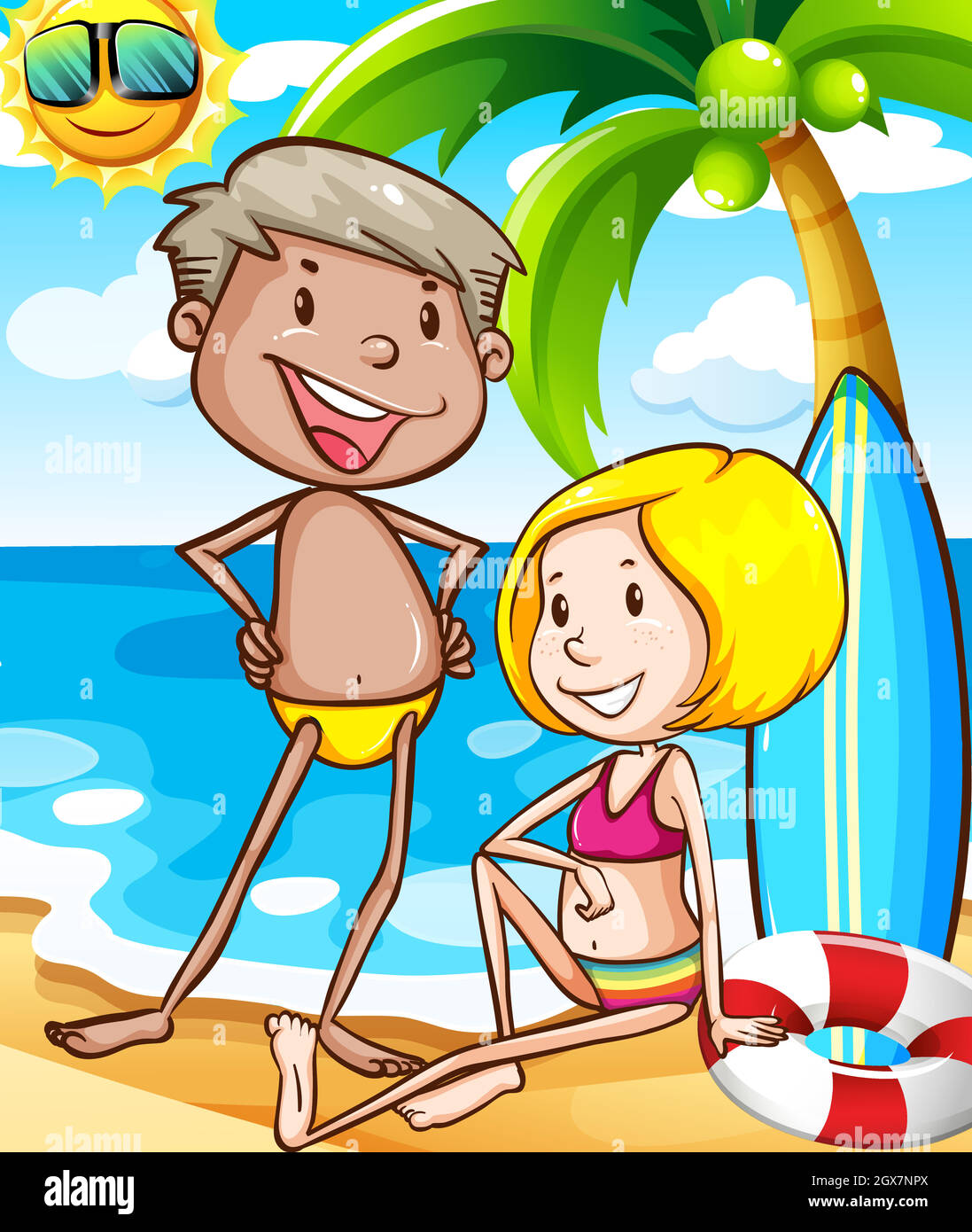 Woman swimming ocean beach Stock Vector Images - Alamy