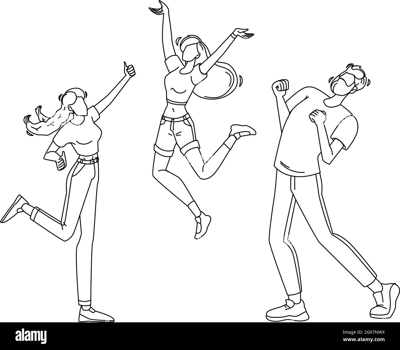 Happy People Jumping Enthusiasm Emotion Vector Illustration Stock ...