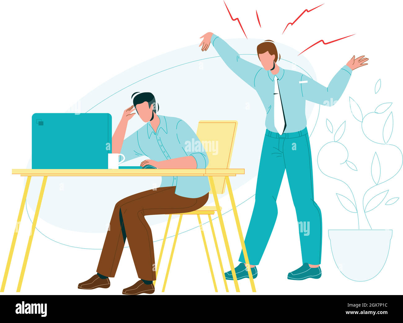 Employee Man Exhausted By Boss Screaming Vector Stock Vector Image ...