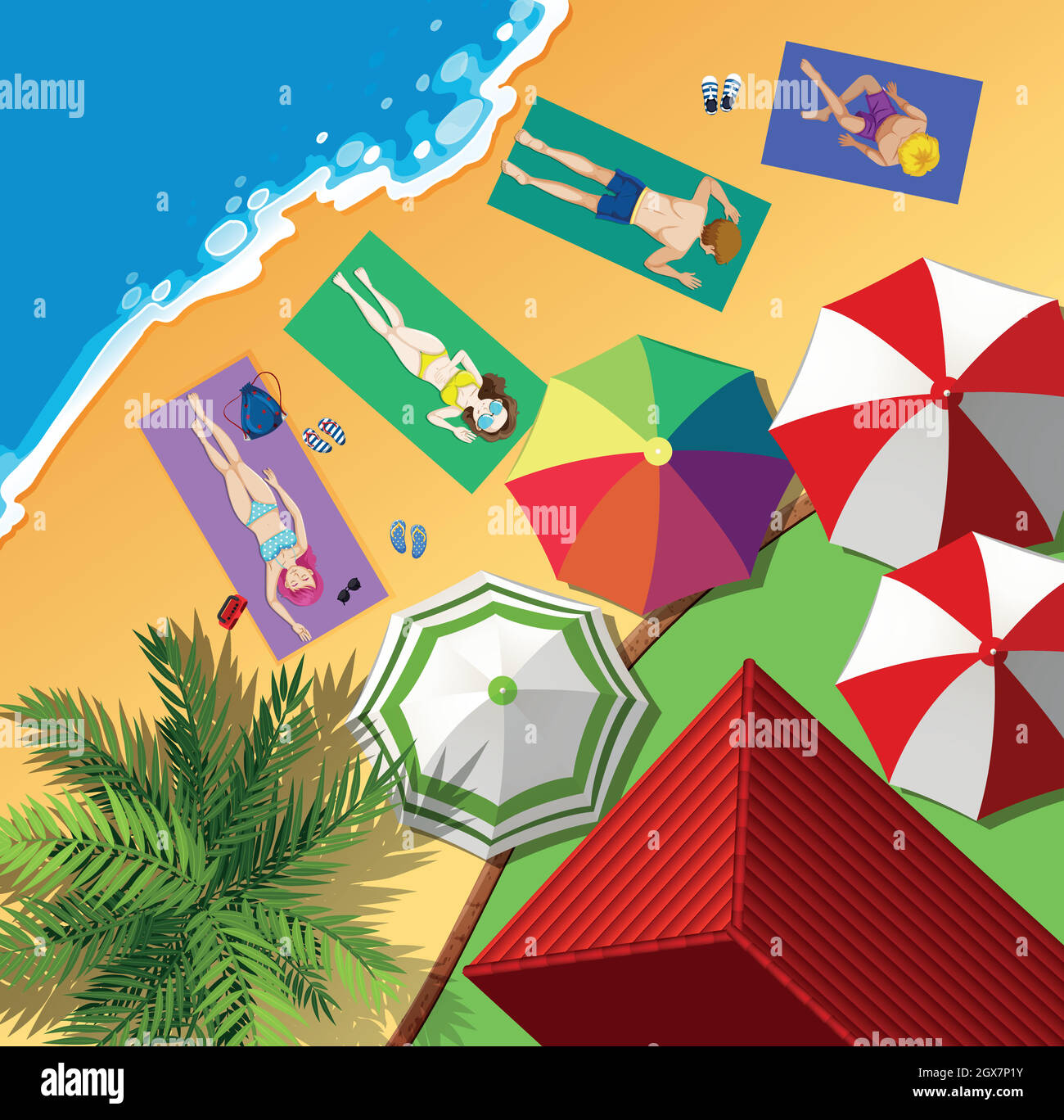 Beach vacation woman relaxing Stock Vector Images - Alamy