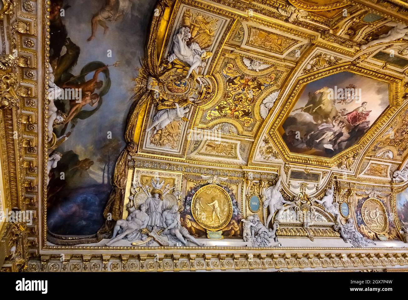 Interior ceiling view at the Louvre in Paris, France Stock Photo - Alamy