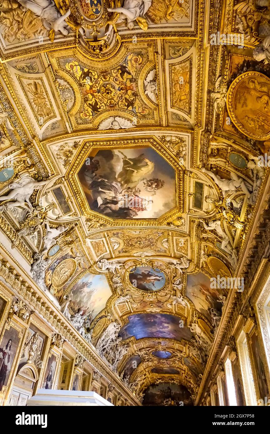 Interior ceiling view at the Louvre in Paris, France Stock Photo - Alamy