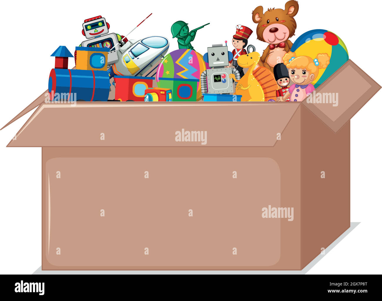 Toys in cardboard box Stock Vector Image & Art - Alamy