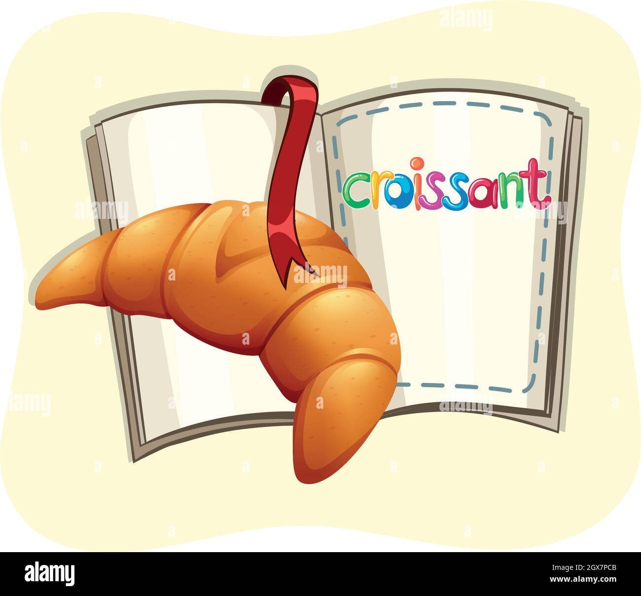 Baked croissant and a book Stock Vector Image & Art - Alamy