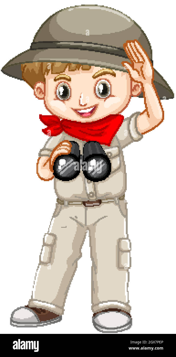 Cute boy in safari outfit on white background Stock Vector Image & Art ...