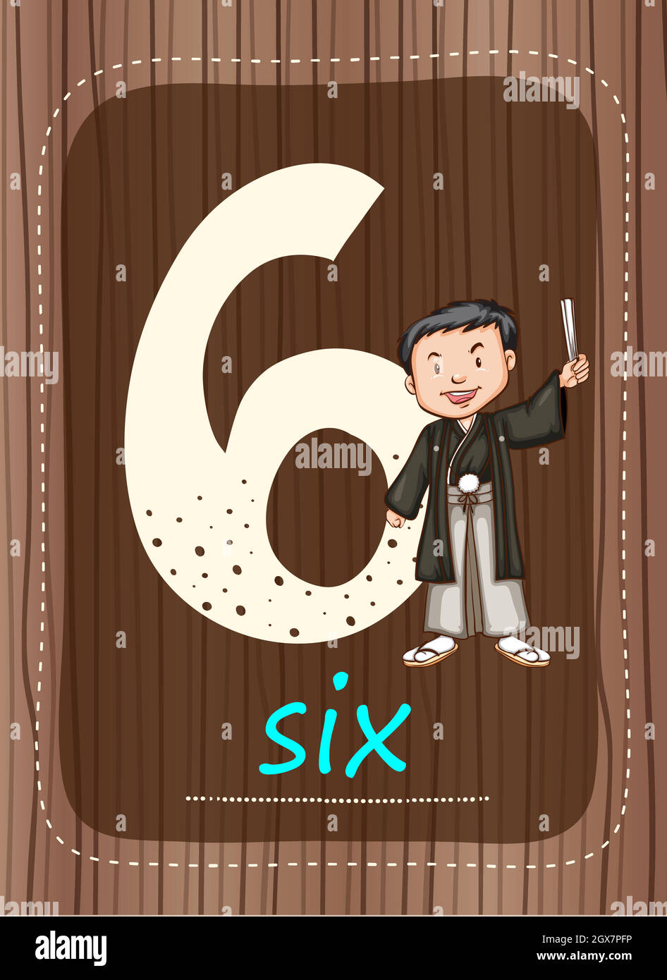 Flashcard number 6 with number and word Stock Vector Image & Art - Alamy