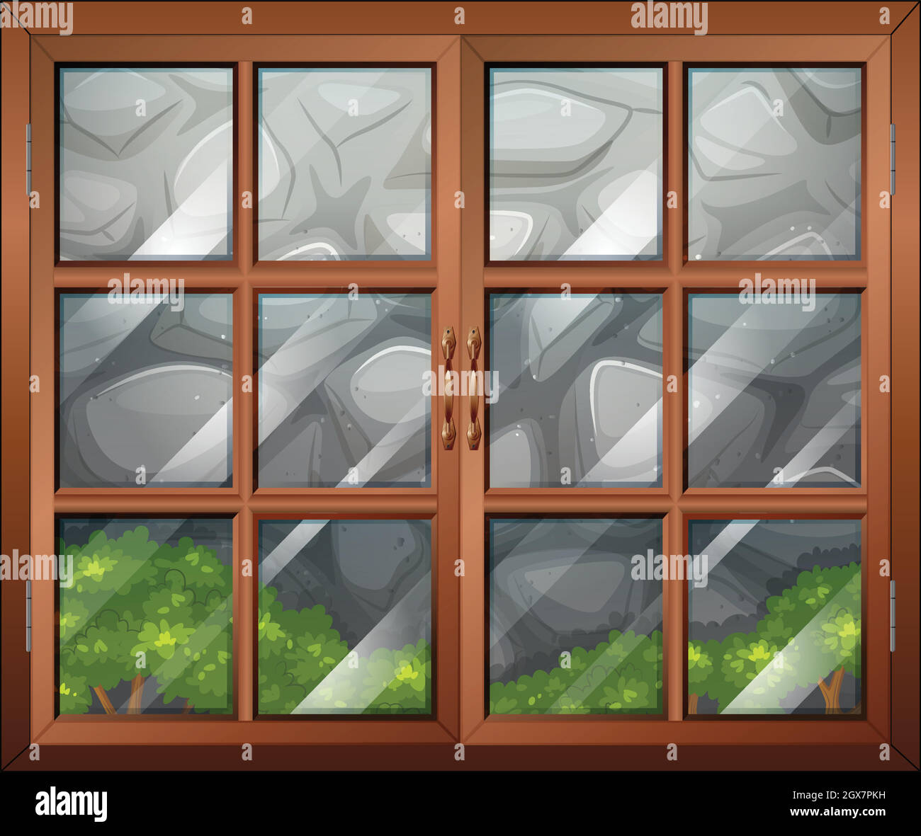 A closed window with a view of the stonewall Stock Vector Image & Art ...