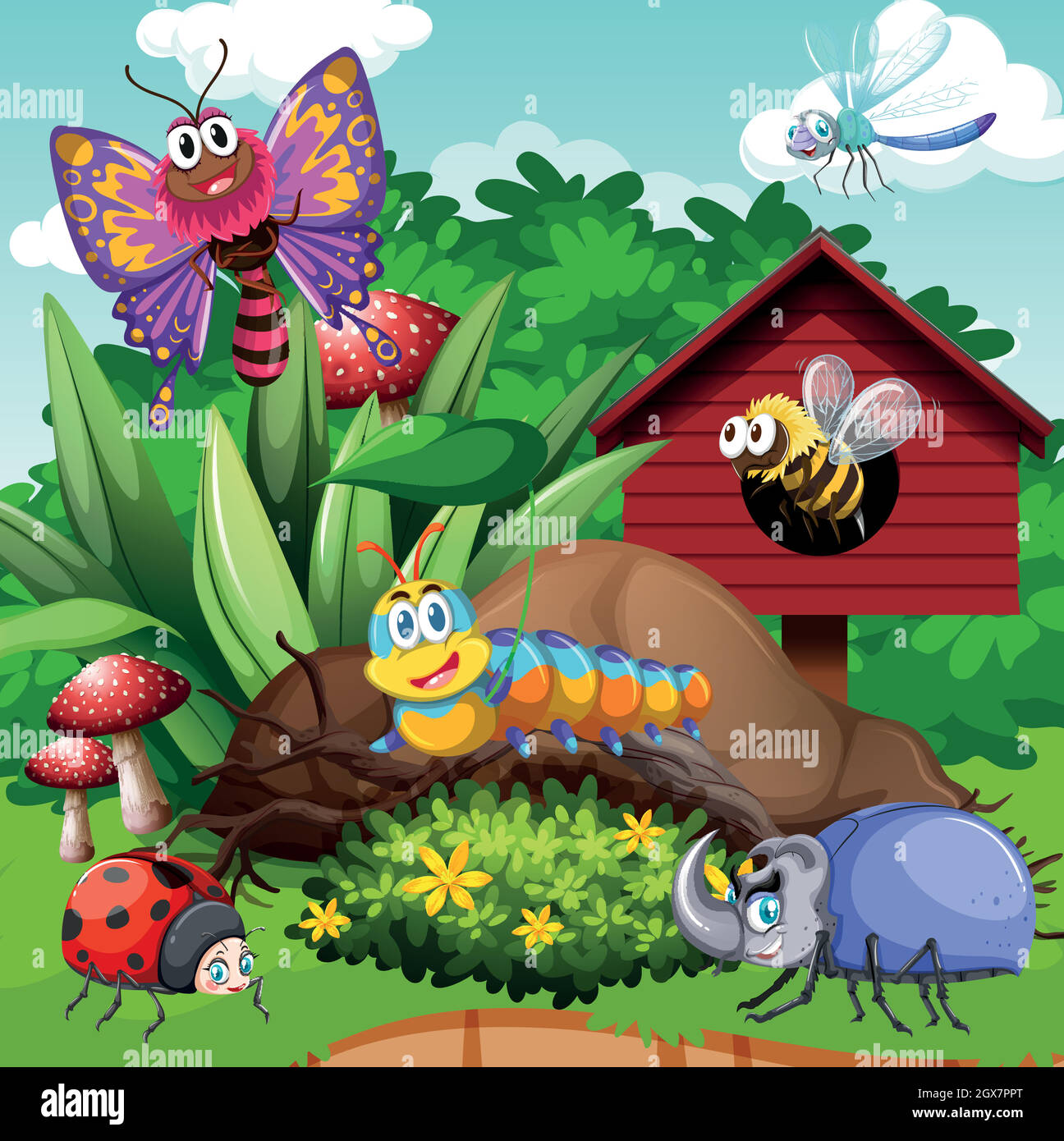 Different types of bugs in garden Stock Vector Image & Art - Alamy