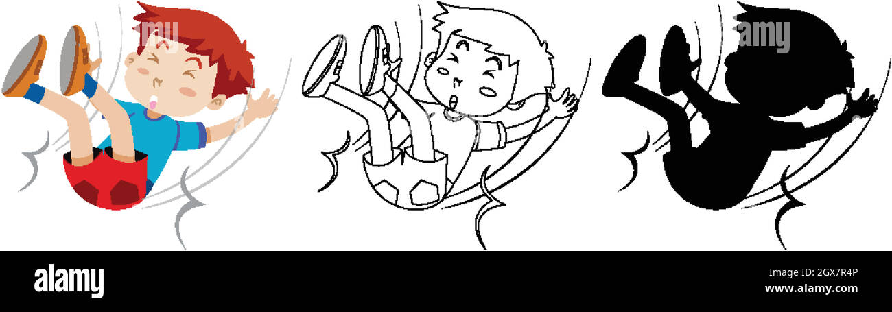 Boy fall down with its outline and silhouette Stock Vector Image & Art ...