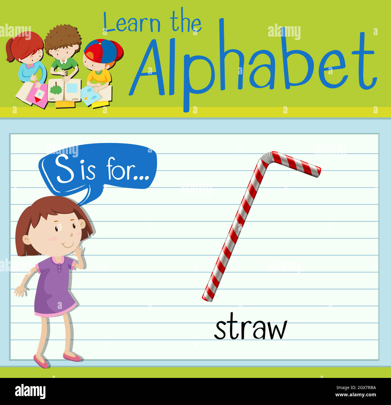 Flashcard letter S is for straw Stock Vector Image & Art - Alamy