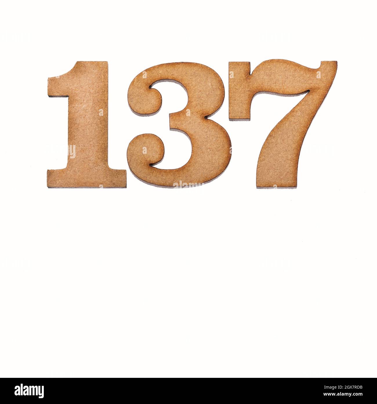 Number 137 - Piece of wood isolated on white background Stock Photo - Alamy