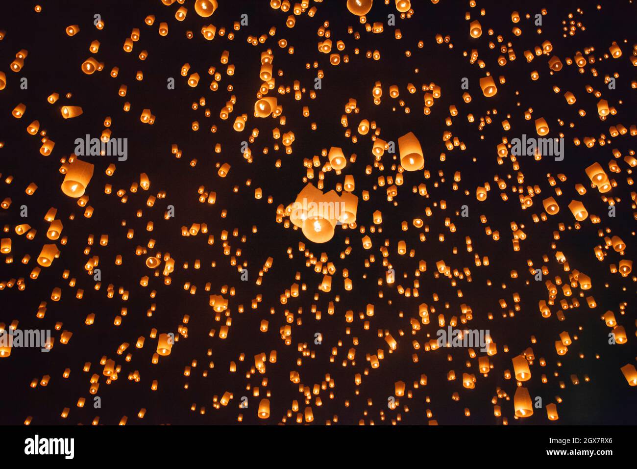 Floating asian lanterns in Yee-Peng festival ,Chiang Mai Thailand Stock ...
