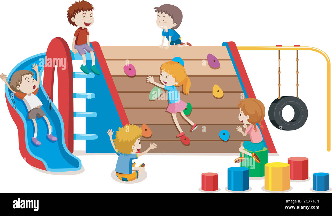 Children playing at playground Stock Vector Image & Art - Alamy