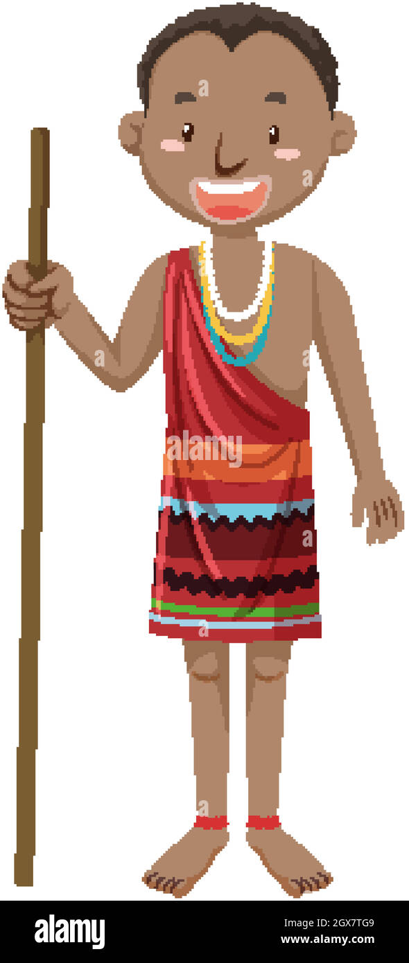 Ethnic people of African tribes in traditional clothing cartoon ...