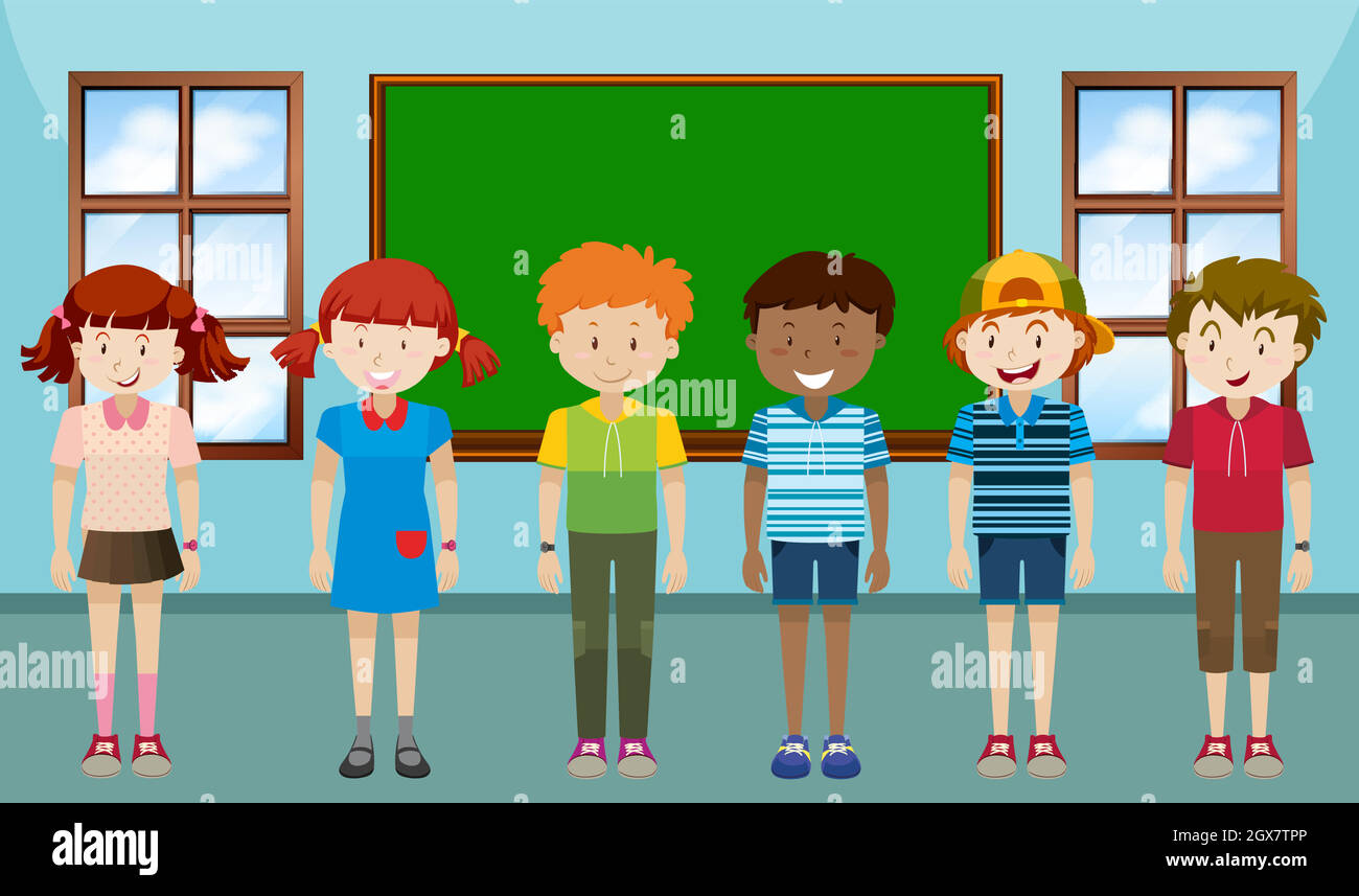 Children standing in classroom Stock Vector Image & Art - Alamy
