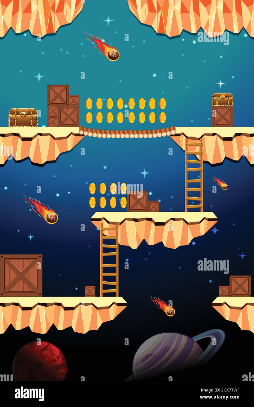 Game Template Dangerous Space Scene Stock Vector Image & Art - Alamy