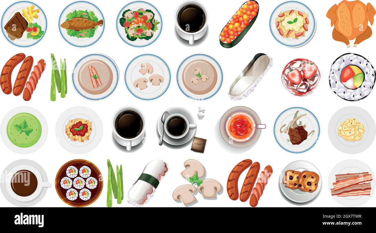 Delicious asian food lunch Stock Vector Images - Alamy