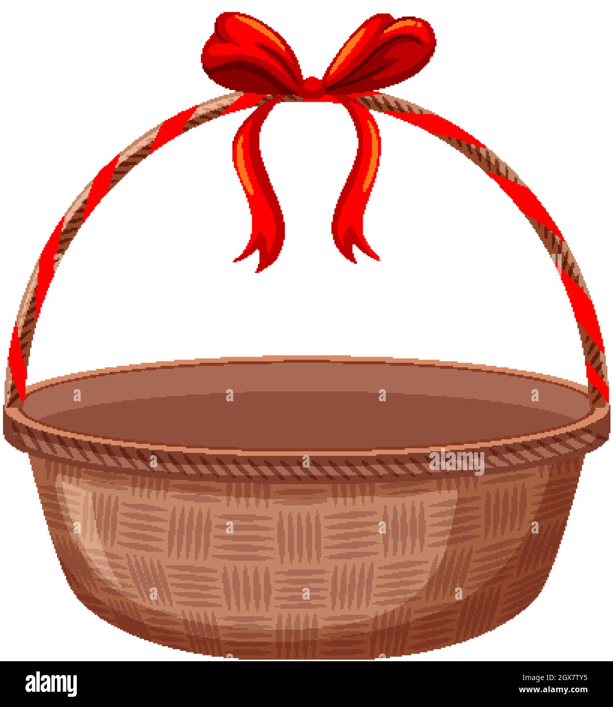 Brown basket with red ribbon on white background Stock Vector Image ...