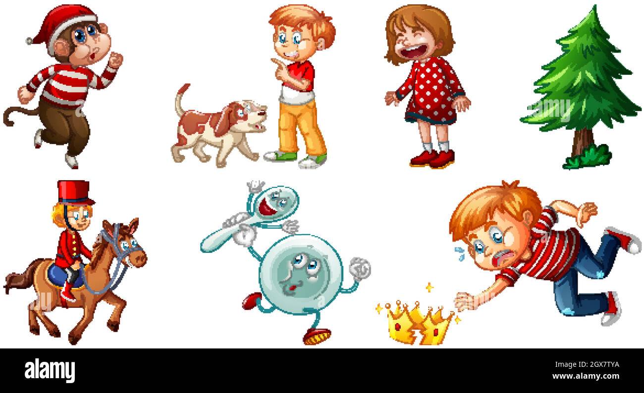 Set of different nursery rhyme character isolated on white background ...