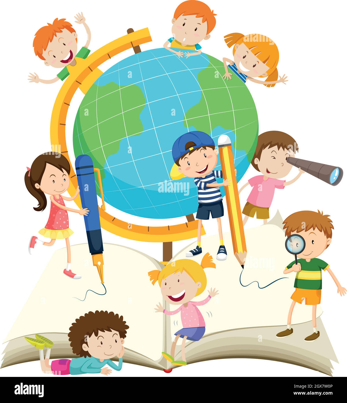 2 Kids Writing Clip Art