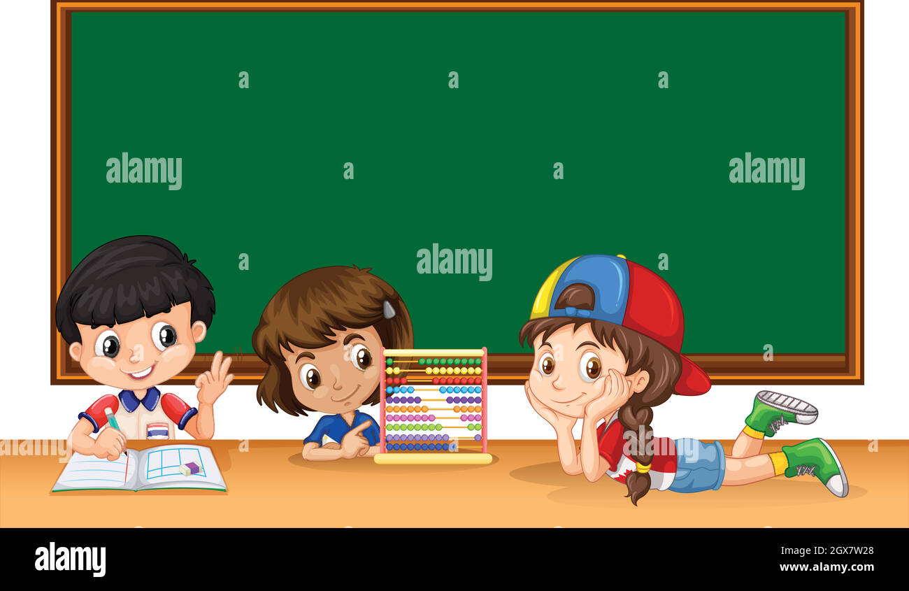Three students studying in classroom Stock Vector Image & Art - Alamy