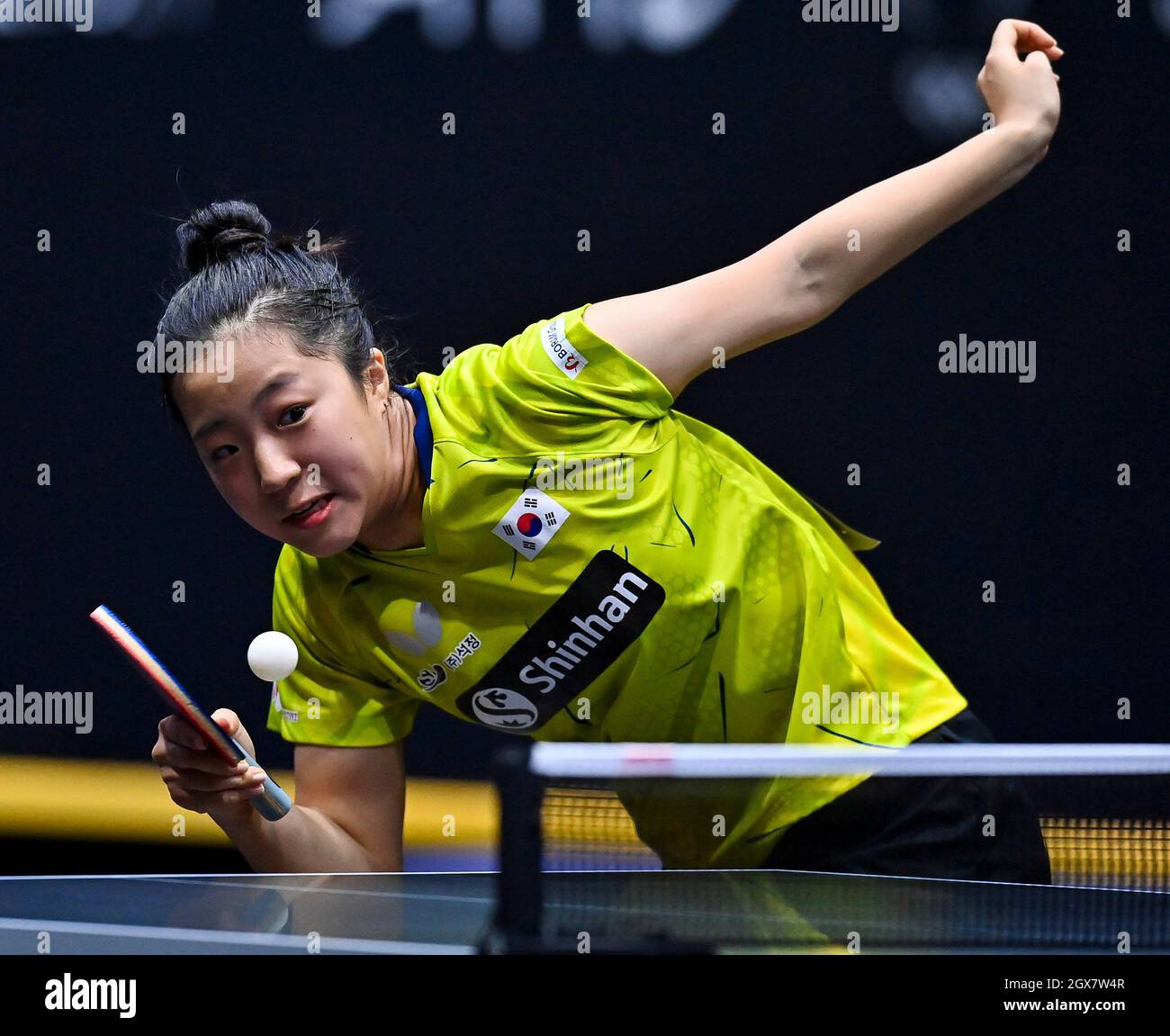 Doha, Qatar. 4th Oct, 2021. Shin Yubin of South Korea competes during ...