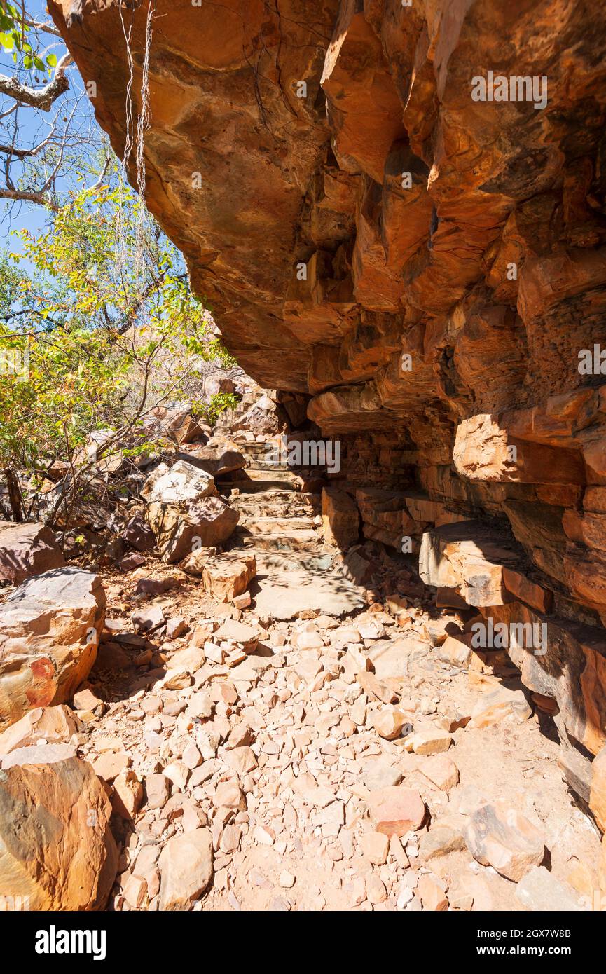 Walking trail and steps leading to The Grotto, a popular tourist ...