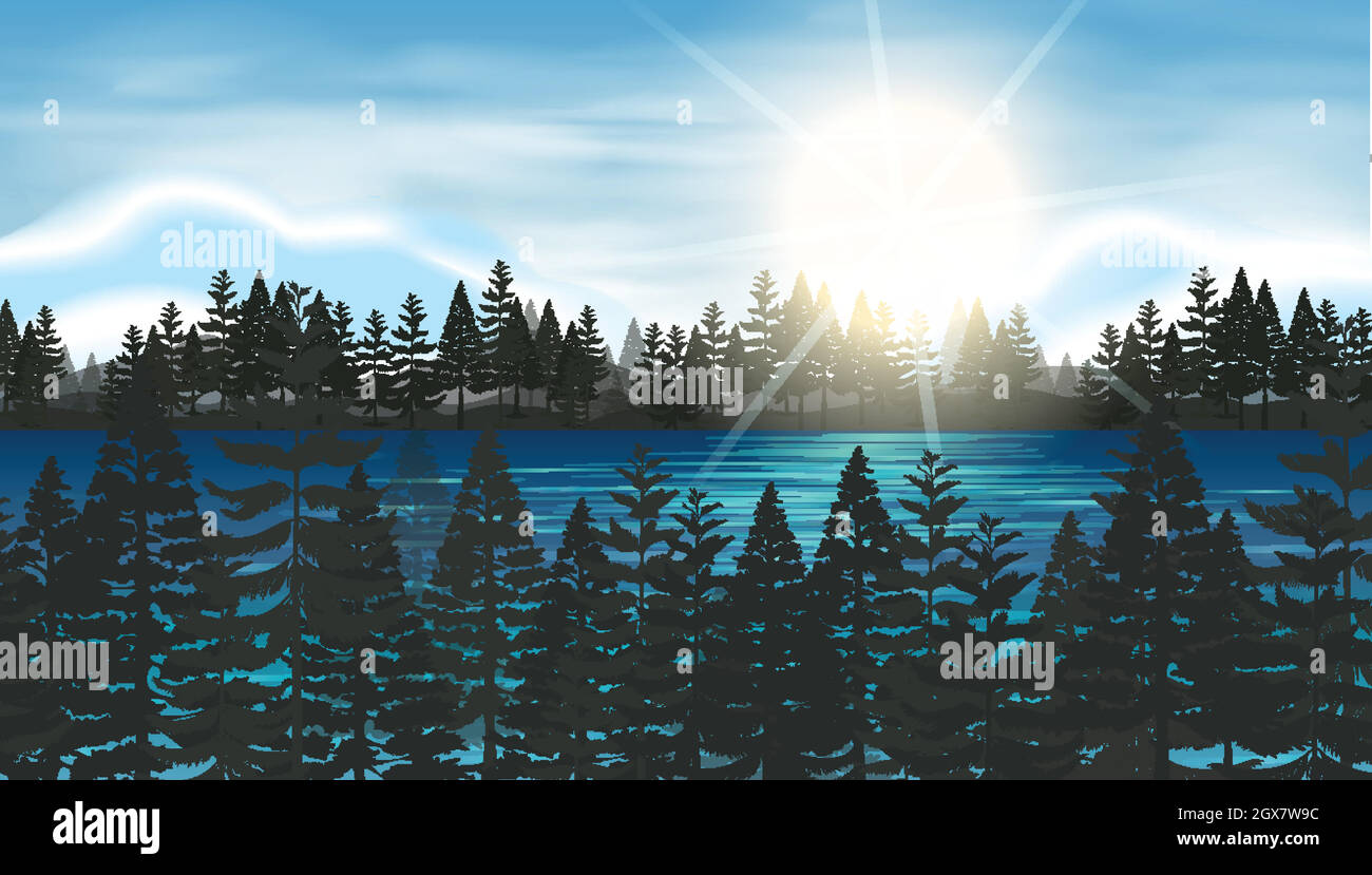 Ocean water pine tree Stock Vector Images - Alamy