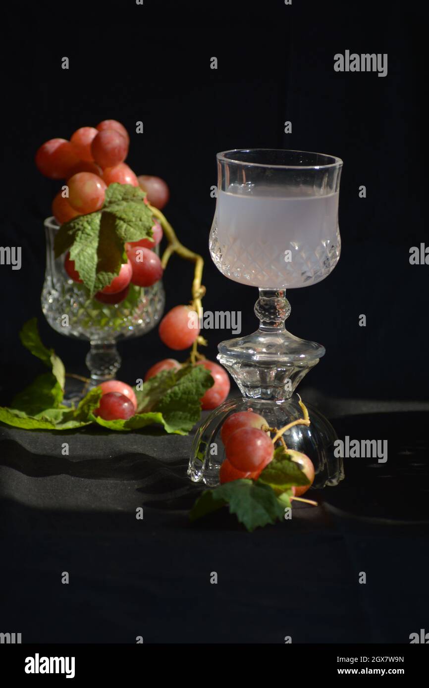 Grapes juice decoration photograpy Stock Photo - Alamy
