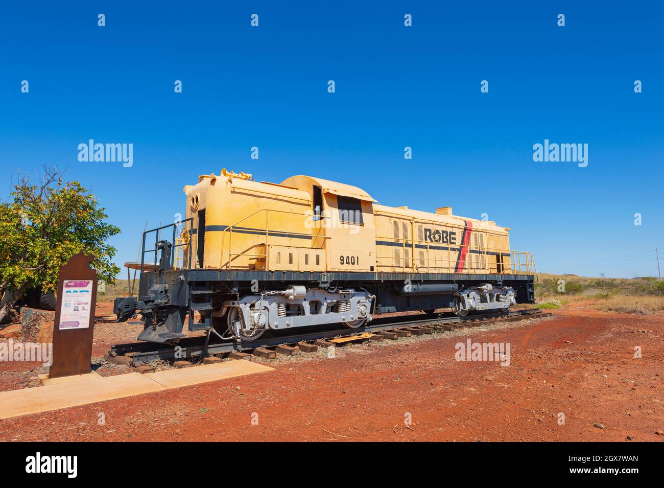 Display of a locomotive used to transport ore from the mine, Wickham ...