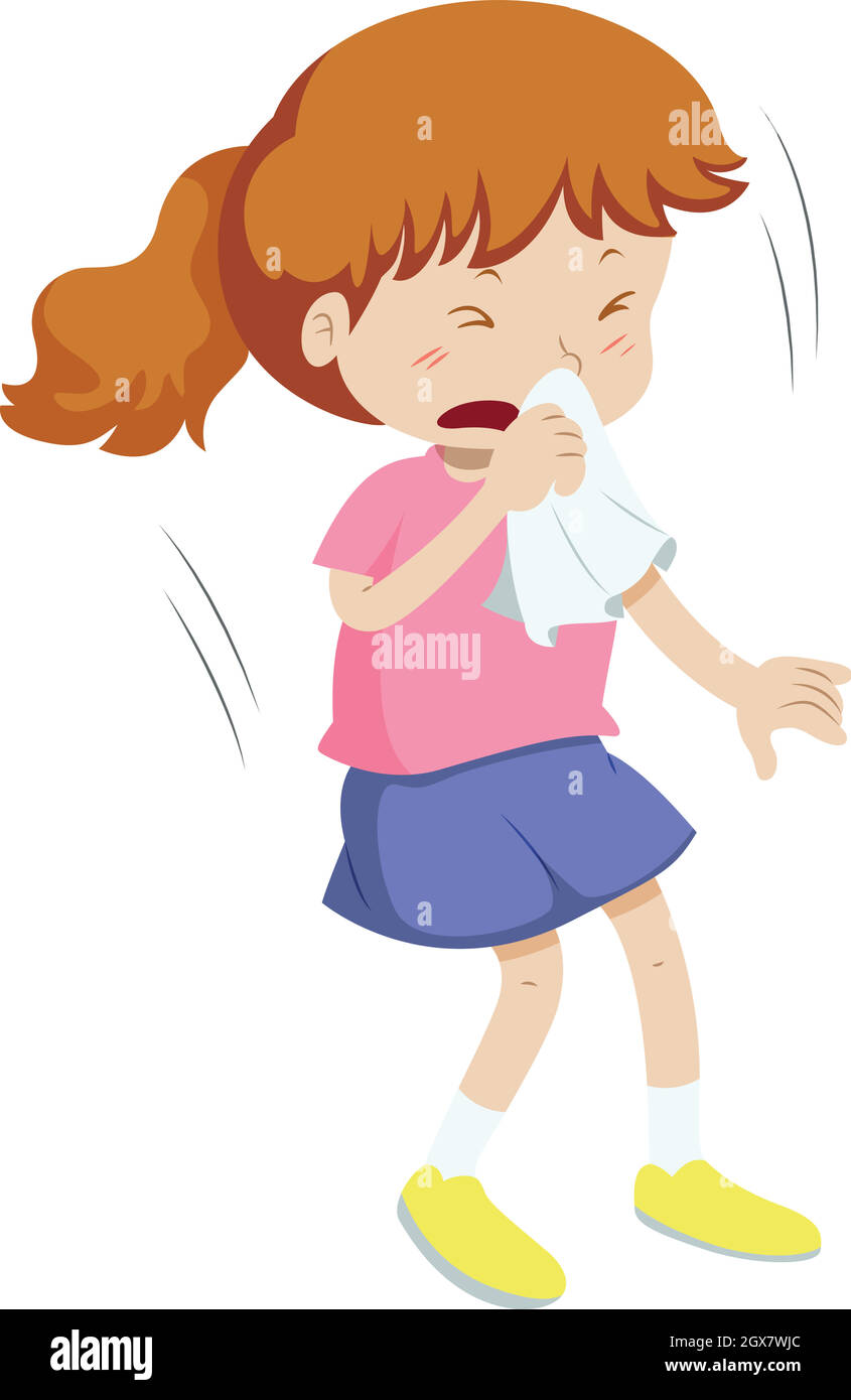 Girl covers nose with handkerchief Stock Vector Image & Art - Alamy